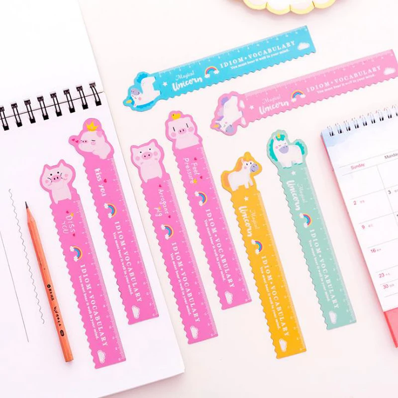 Kawaii Colorful Unicorn Pig Style Stationery Straight Magnet Ruler ...
