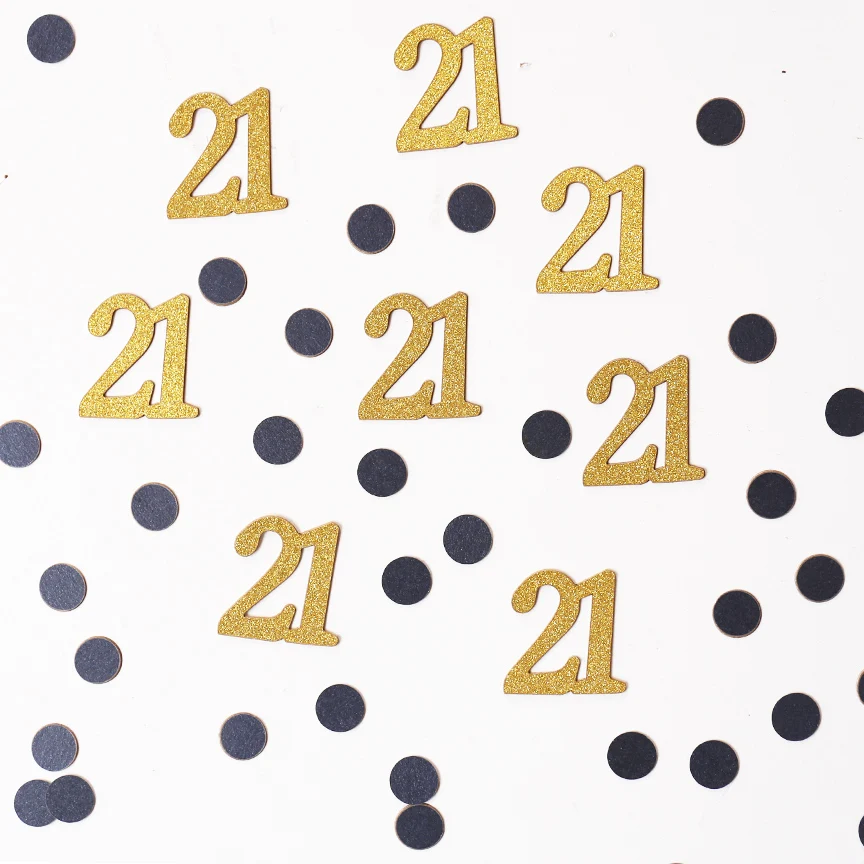 21 years birthday Confetti, party supplies, 21st party,gold and black ...