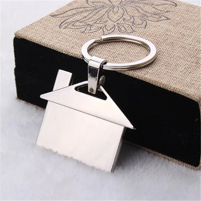 Chrome-Metal-House-Shape-Keyring-Shiny-Key-Ring-Chain-Lover-Wedding ...