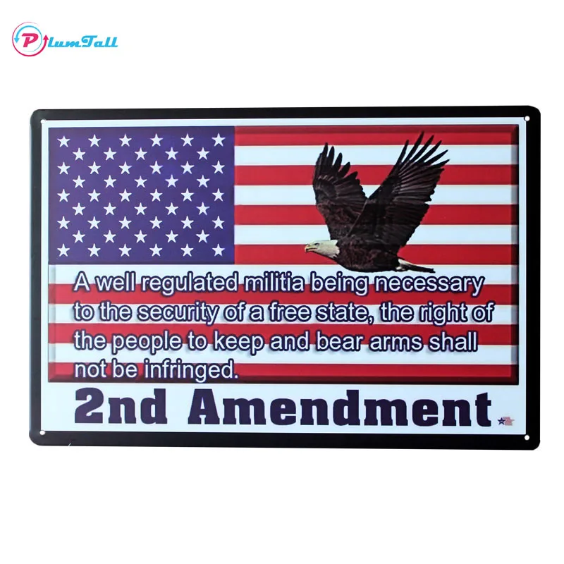 2nd Amendment Flag And Bald Eagle Retro Tin Metal Signs Home Decor