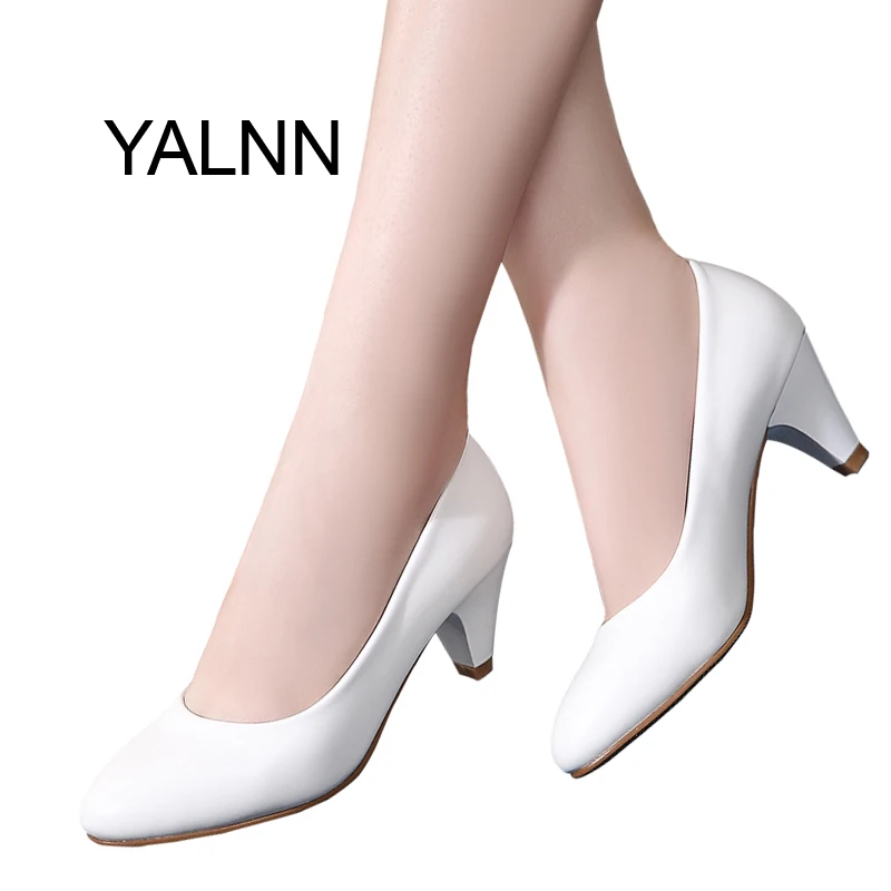 YALNN Concise OL femmes chaussures en cuir 5 cm med chaussures à talons ...