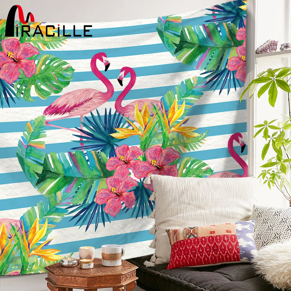 Miracille Flamingo Tapestry Wall Art Tapestries Tropical Home ...
