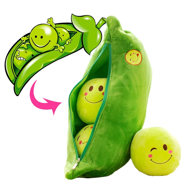 Large Peas Plush Pillow Super Cute Peas Stuffed Plush Doll 3 peas in a ...