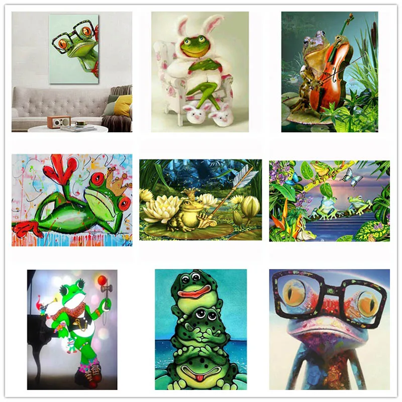 D SH Cartoon Diy Diamond Painting Frog Diamond Embroidery Squarer ...