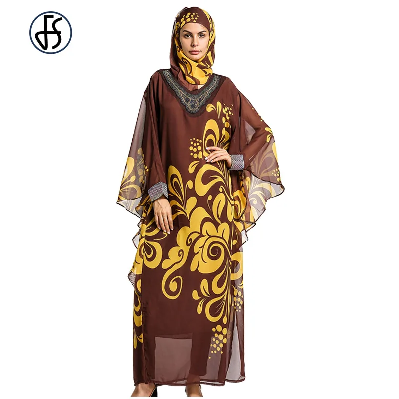 New Muslim Modern Abaya Brown Loose Robe Turkish Islamic Arabe Caftan ...