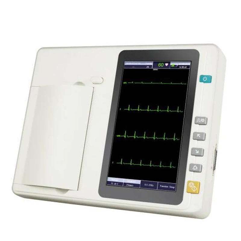 Portable 7' LCD Touch Screen Digital 6 Channel Electrocardiograph ECG ...
