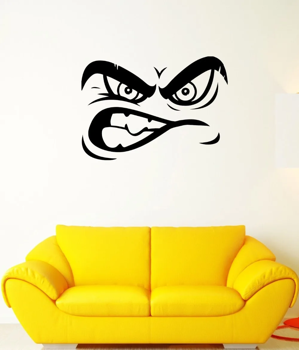 Wall Decal Mimicry Face Eyes Mouth Emotion Anger Grin Vinyl Stickers ...