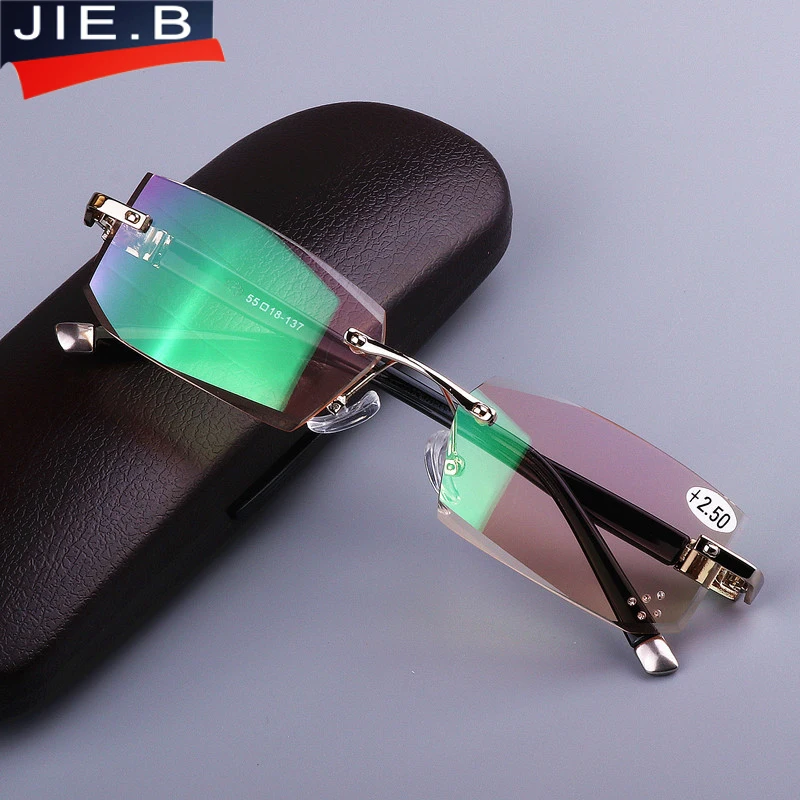 Buy New High Quality Mens Rimless Reading Glasses Men Women Eyeglasses Colour