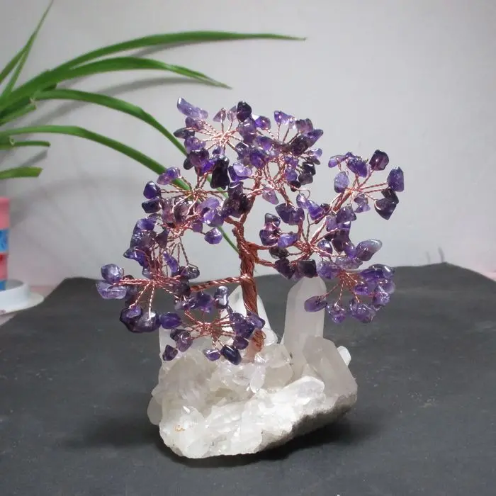 Natural purple crystal decoration pachira lucky tree natural white ...