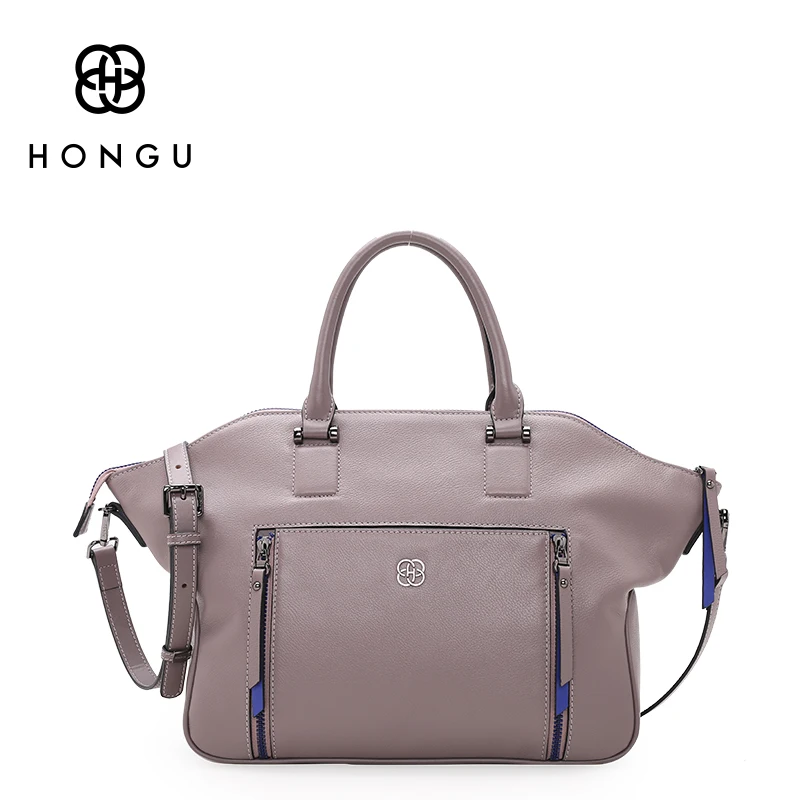 HONGU Luxury Brand Genuine Leather Top handle Bags Female Purse Wings ...