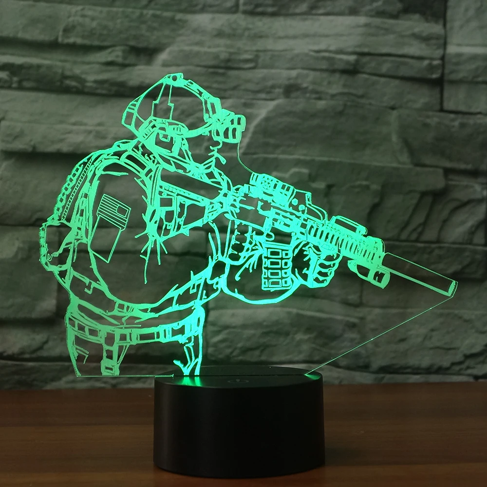 Led Soldier Lamp 7 Changing Colors 3d Illusion Night Lamp - Night ...