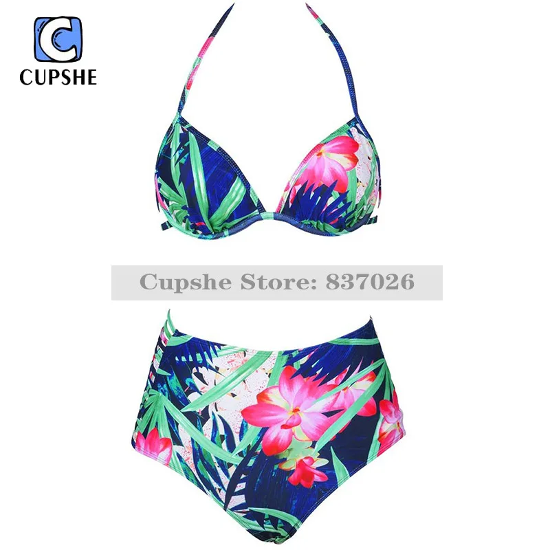 Cupshe Amazing Blossom Halter Bikini Set Summer Sexy Swimsuit Ladies