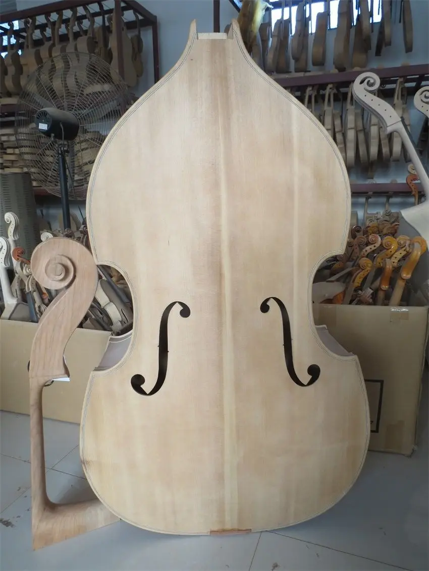 Hand carved white/unfinished 3/4 upright bass,spurce top/Plywood back ...