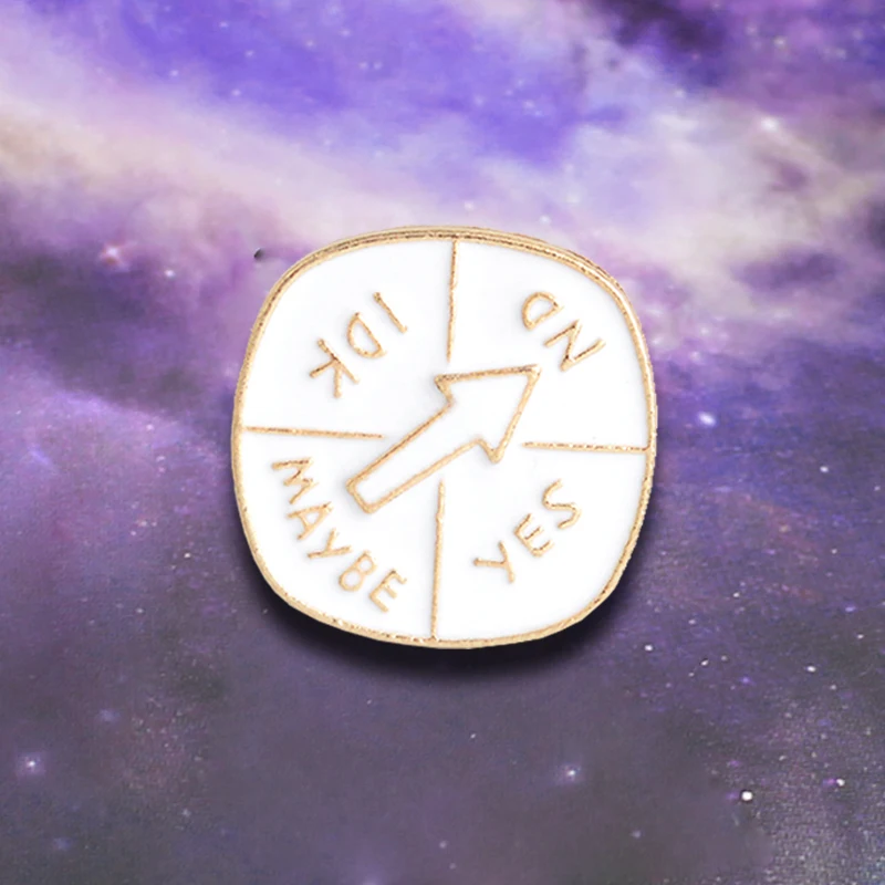 Fashion-White-Turntable-Brooch-YES-NO-IDK-MAYBE-Turntable-Brooch ...