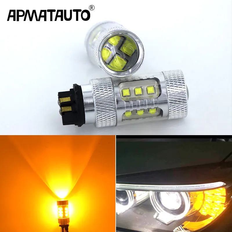 2x White Canbus PWY24W PW24W LED Bulbs For Audi A3 A4 A5 Q3 VW MK7 Golf ...