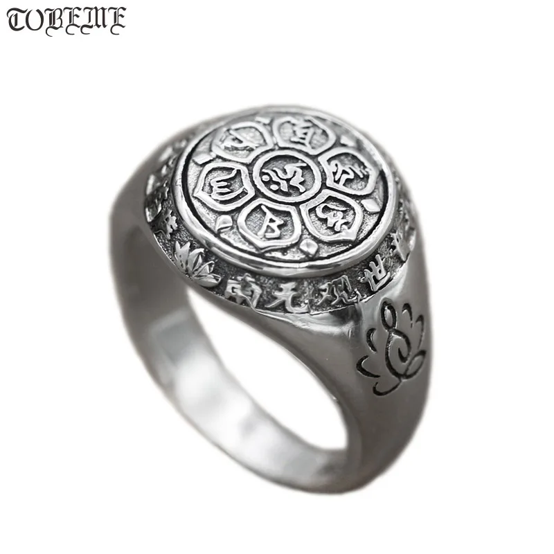 Handmade 925 Silver Tibetan Om Mani Padme Hum Ring Buddhist Om Mantra ...