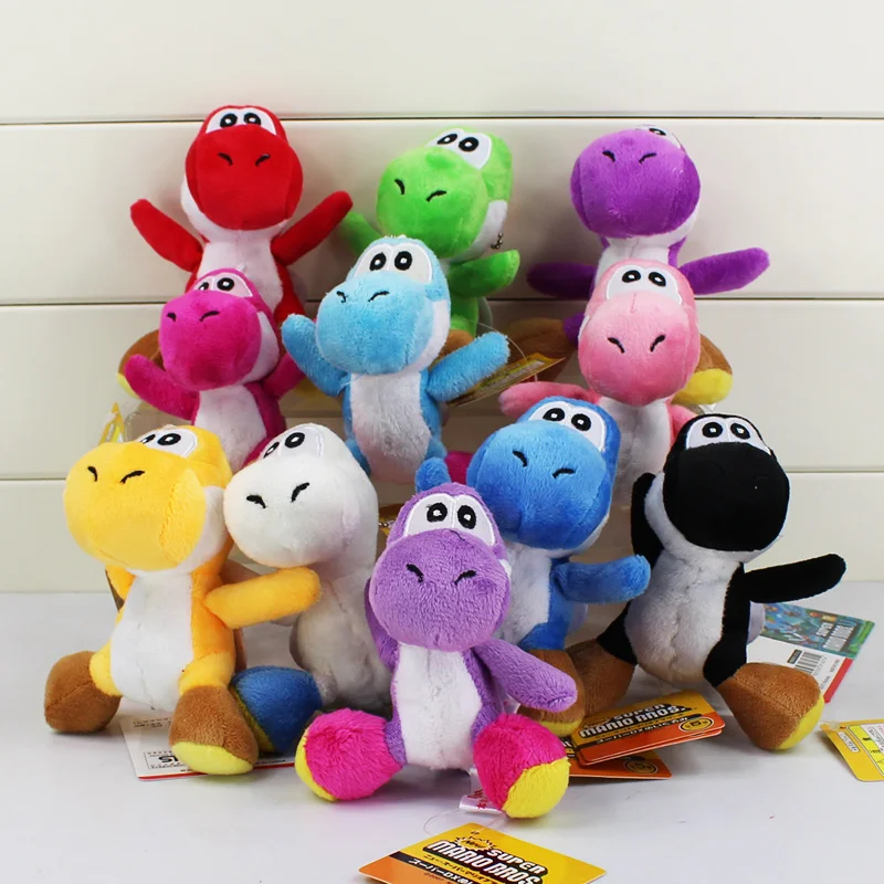 5pcslot 12cm Super Mario Bros Plush Yoshi Stuffed Plush Doll Toy With Keychain Keyring Great