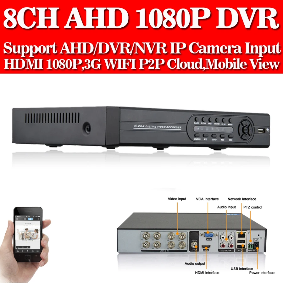 4CH/8CH AHD NH 1080P DVR Hybrid DVR/1080N NVR Video Recorder 4CH Audio ...