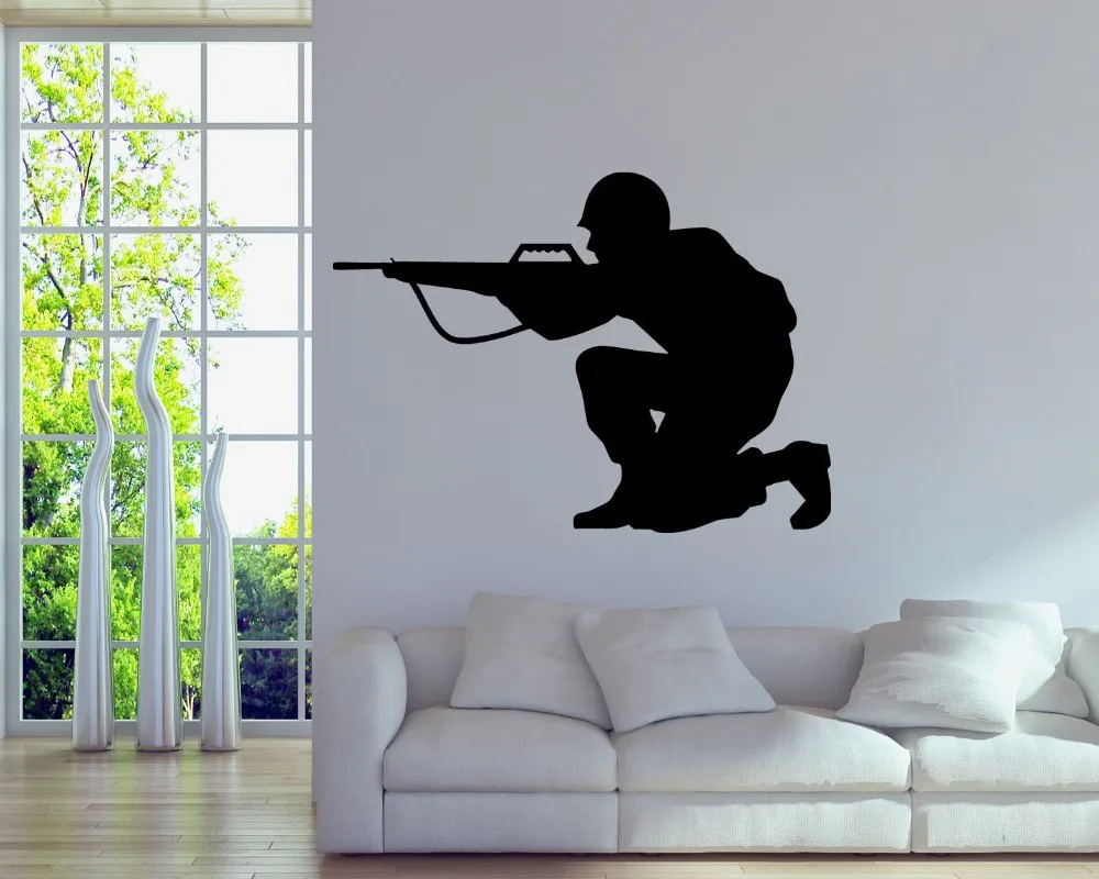 Army Gun Military Soldier Army Men Removble Vinyl Wall Decal Wall ...