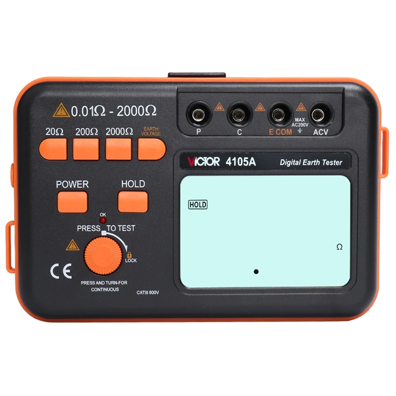 Professional Digital Earth Resistance Meter 0.01-2000 ohm Earth Ground ...