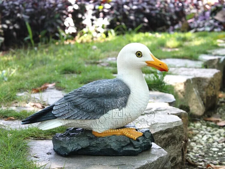 12" Garden Decoration Hand Painted Creative Resin Seagull Birds ...