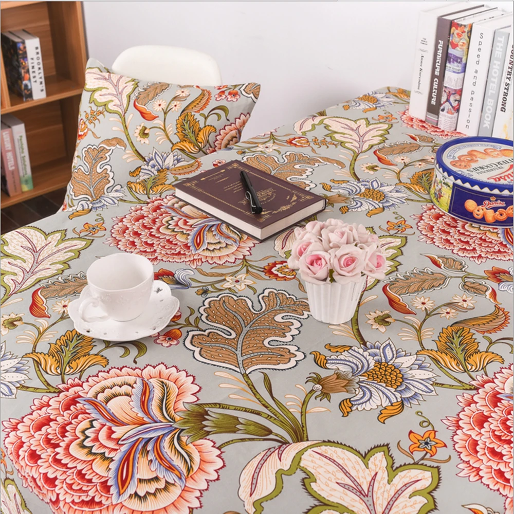Cotton thick dining table cloth style retro flower tablecloth ...
