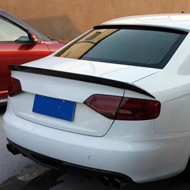 3Pcs Carbon Fiber Rear Trunk Spoiler Wing For Audi A4 B8 Sedan 2009