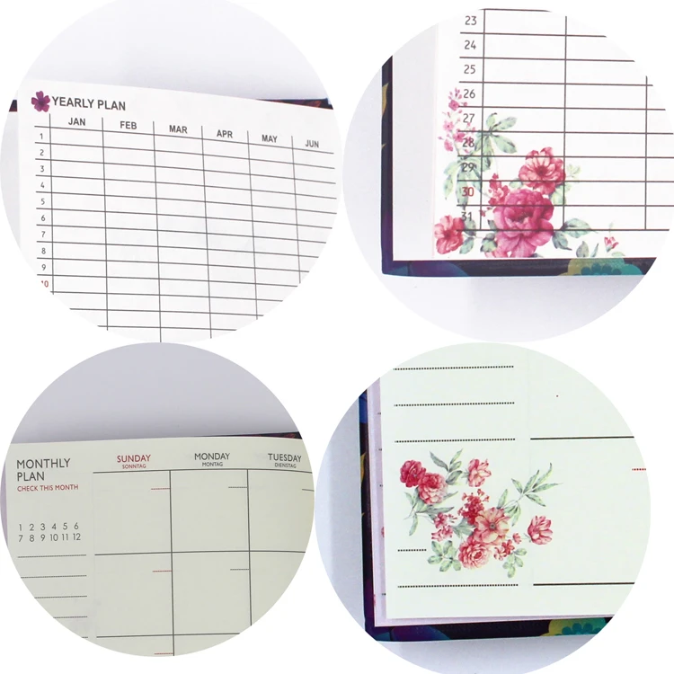 Korean Floral Monthly Planners, 50 sheets