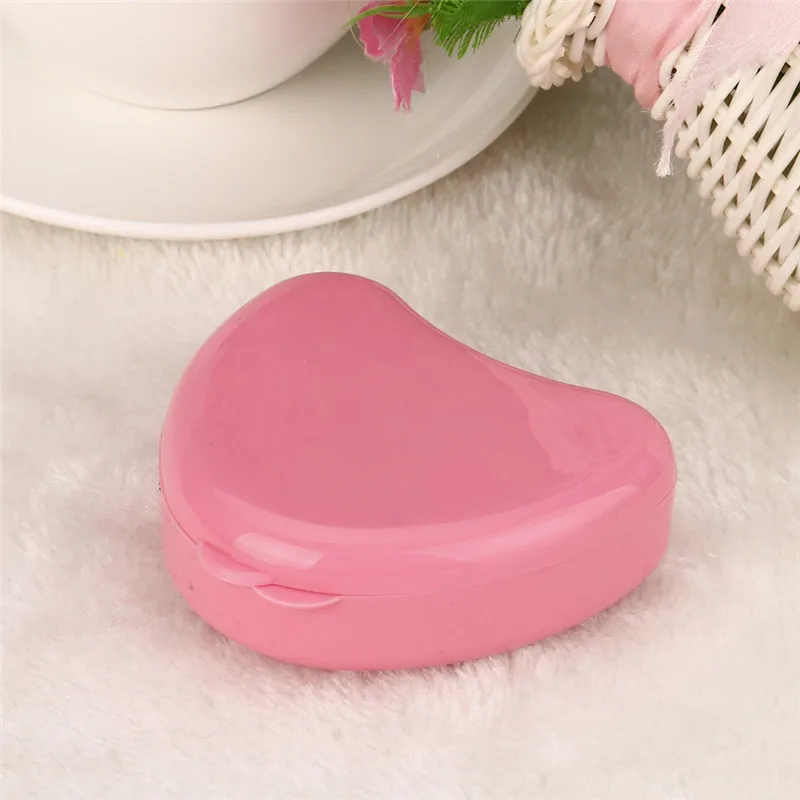 Denture Bath Appliance Heart shaped False Teeth Box Storage Case ...
