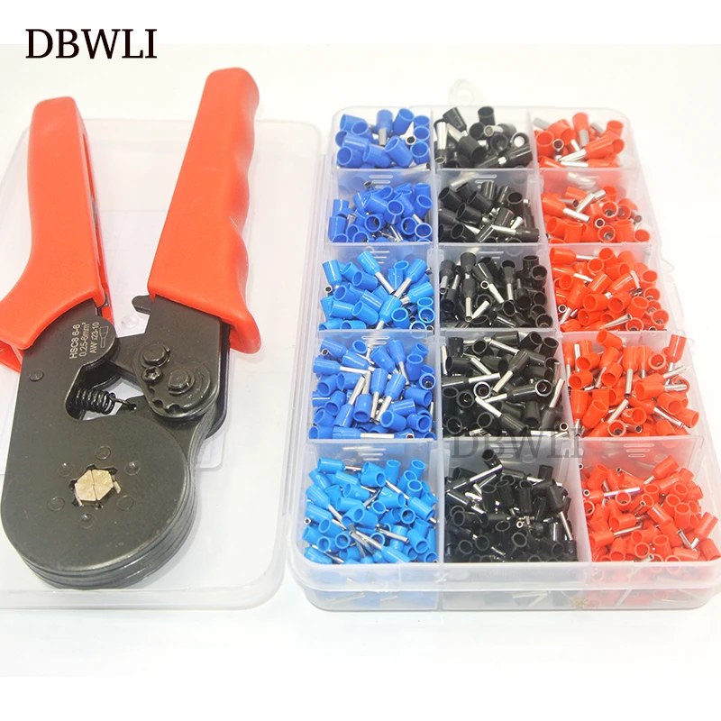 1065pcs Wire Ferrules Kit +0.25-6mm2 Self-adjustable Crimping Plier ...