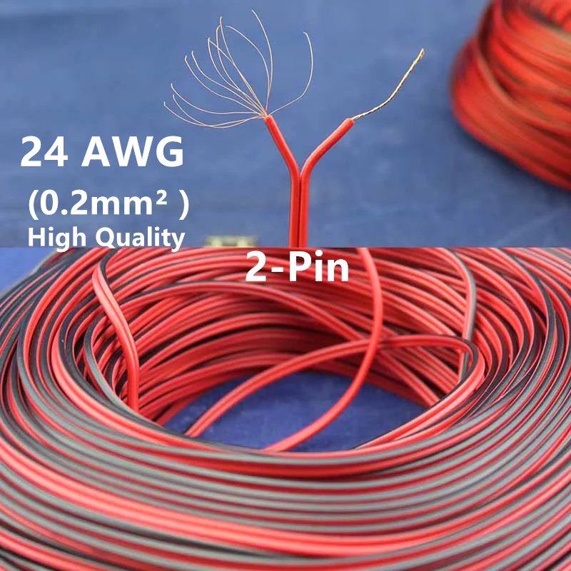 3 meters Copper Electrical Wire 2 Pin 24 AWG PVC insulated Wire ...