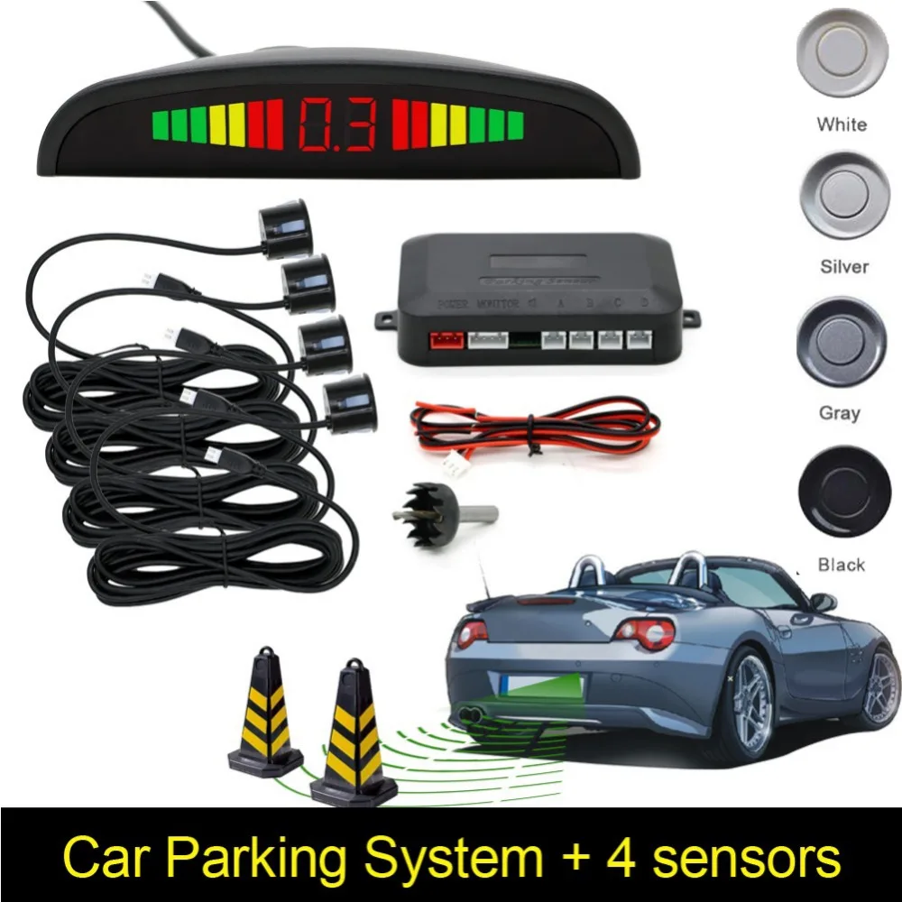 Car Auto Parktronic LED Parking Sensor With 4 Sensors Reverse Backup ...