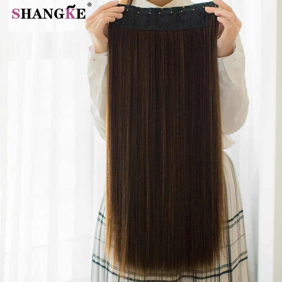 SHANGKE 80 см длинные прямые женские волосы на заколках для наращивания термостойкие ...