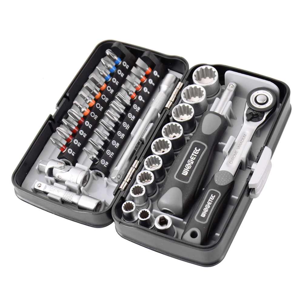 Wisretec 38pcs Mini Ratchet Wrench Set 1/4" Socket Wrench Screw Bits ...