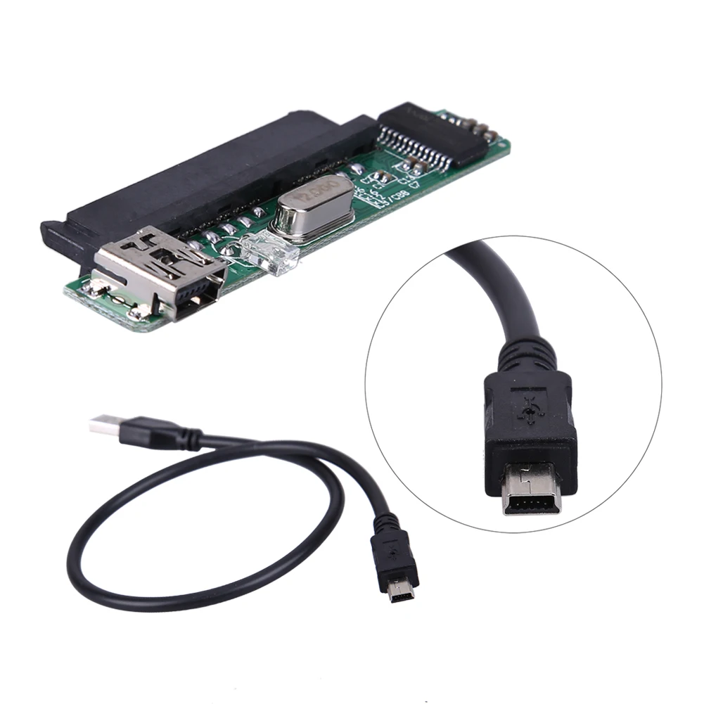 2.5" SATA Female HDD SSD USB 2.0 to 7+15Pin SATA Adapter Converter for ...