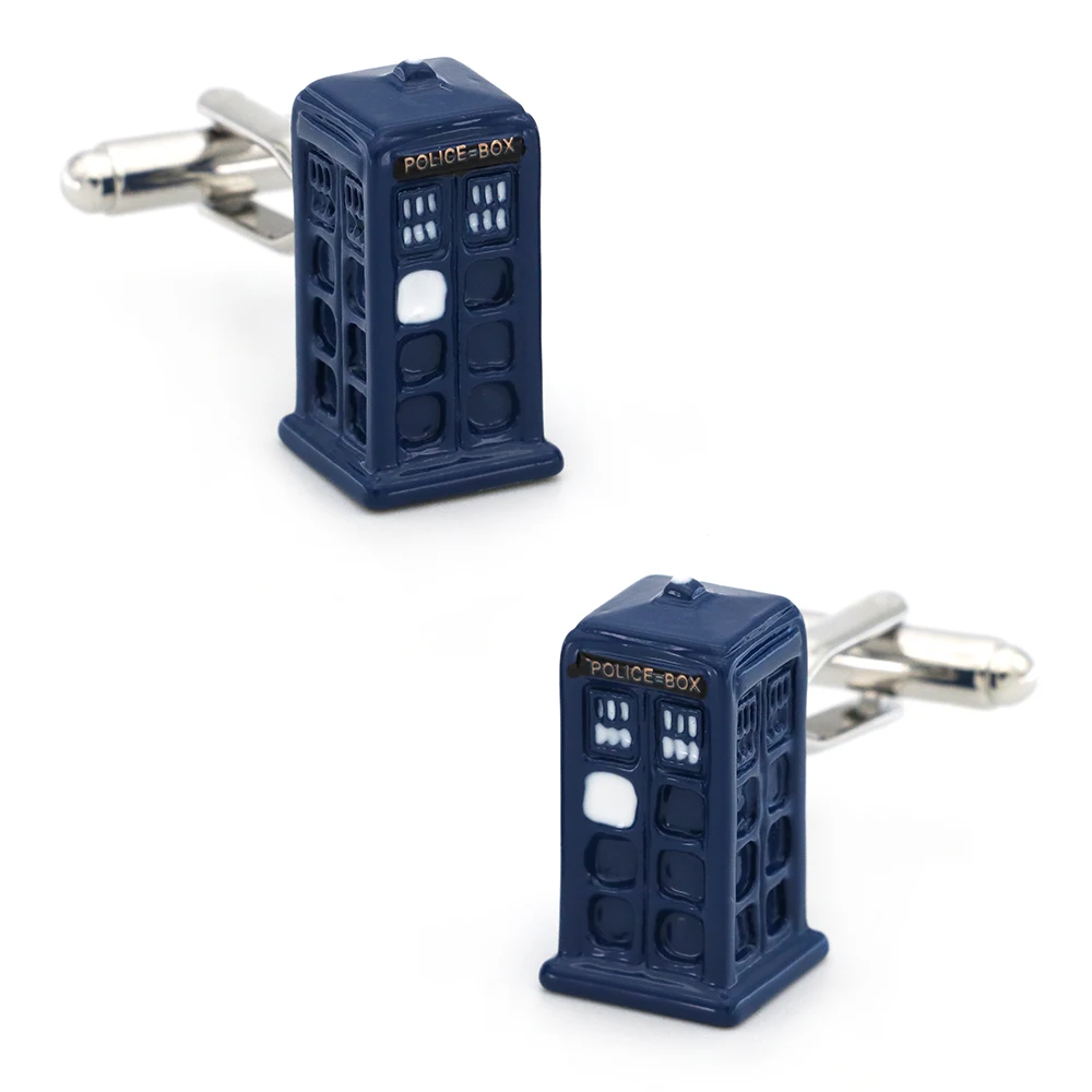Men's Police Box Cuff Link Copper Material Blue Color|Tie Clips ...