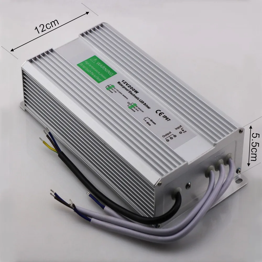 Waterproof Dc 12v 200w Led Driver Ip67 Ac 170-250v Power Supply Led Transformator Switching ...