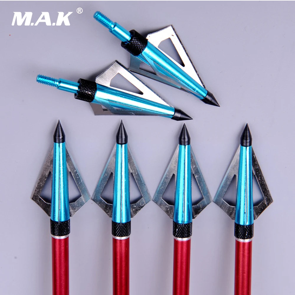 6pcs Blue Color Hunting Arrow Heads Archery Arrowhead 125 Grain Fits ...
