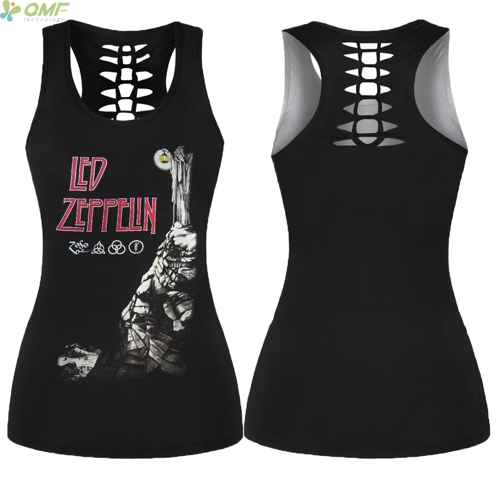 Led Zeppelin Women Fashion Trend Non trace Vest Sexy Slim Backless Tees ...
