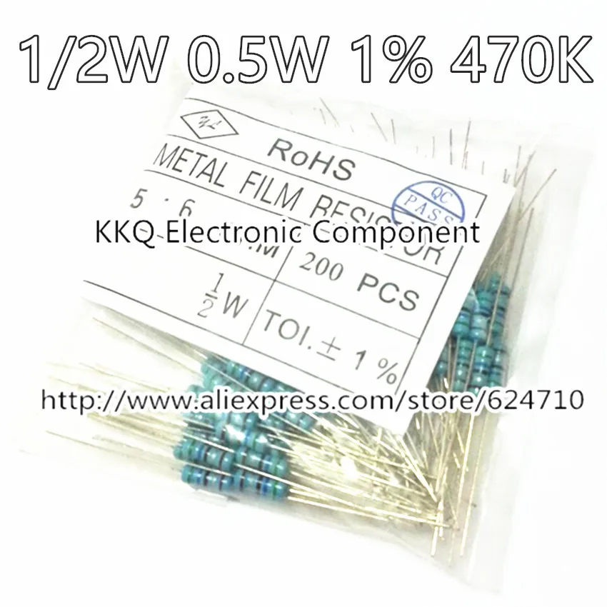 100PCS 470KR 470Kohm 470K R 1/2W 0.5W 1% Metal Film Resistor +/ 1% NEW ...