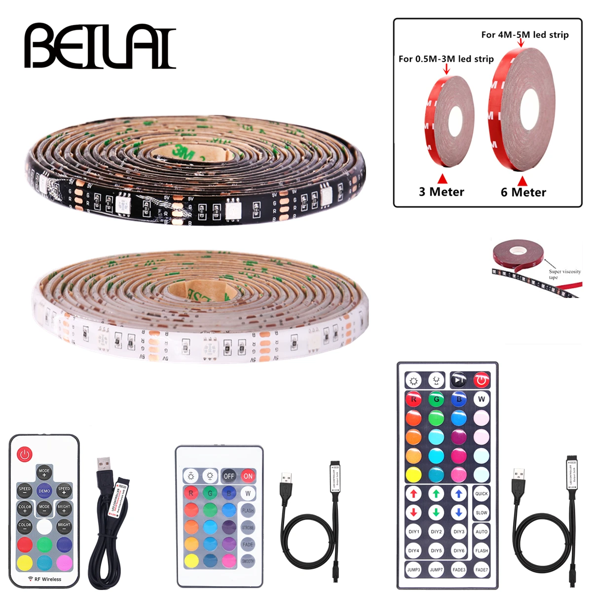 DC 5V USB RGB LED strip SMD 5050 Flexible Light Lamps LED Light TV ...
