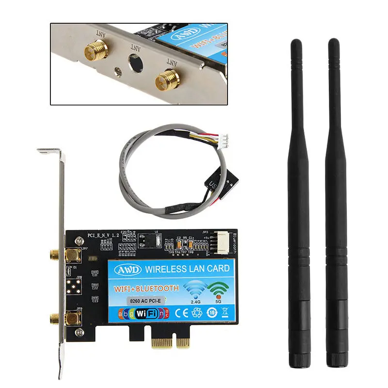 Wireless AC 8265 867Mbps 802.11AC Dual Band MU MIMO Desktop PCI E WiFi ...