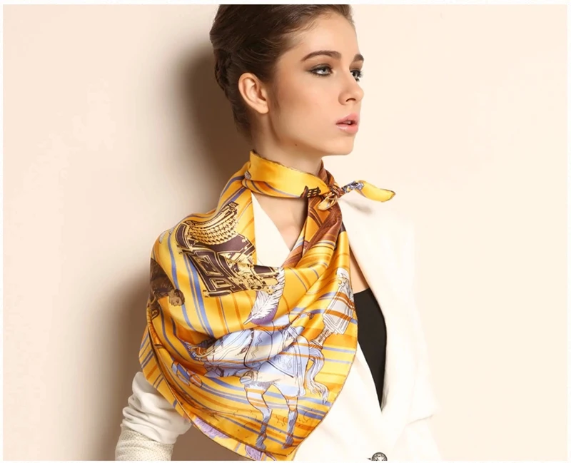 90cm European style Printed 16 Mumi Silk Satin Large Square Scarf Shawl ...