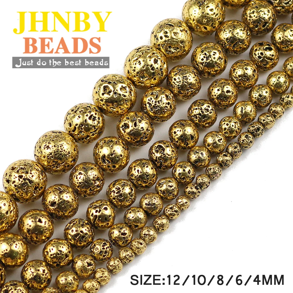 Jhnby Wholesale Natural Lava Stone 4.6.8.10.12mm Antique Old Gold ...