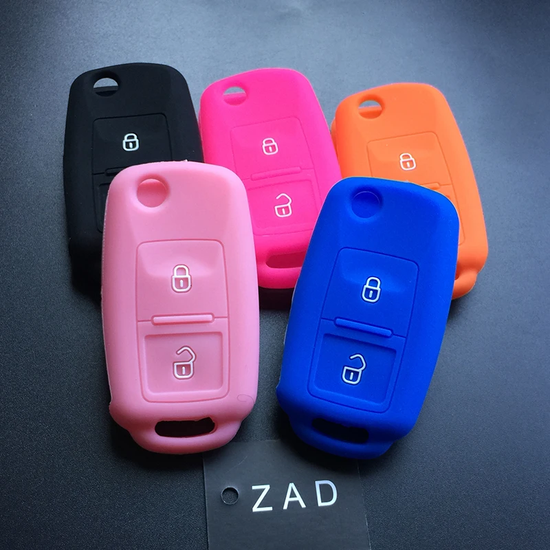 Zad 2 Buttons Floding Key Silicone Rubber Car Key Cover Case Skin For ...