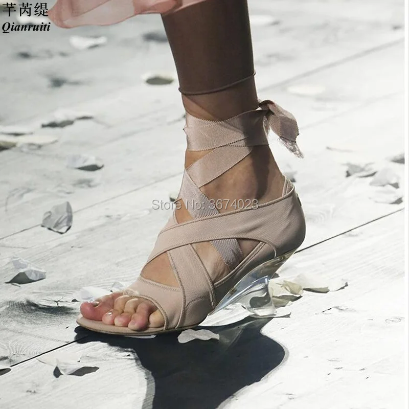Qianruiti Fashion Runway Women Strange Sandals Gladiator Bandage Heels ...