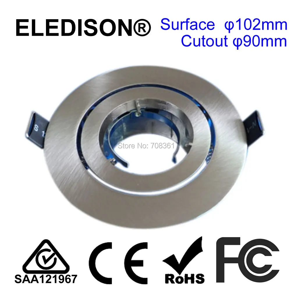 Satin Nickel Recessed Light Fitting Fixture 90mm Cutout Adjustable for ...