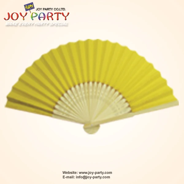 10 pcs/lot 21cm Yellow Paper Hand Fan Wedding Party Decoration ...