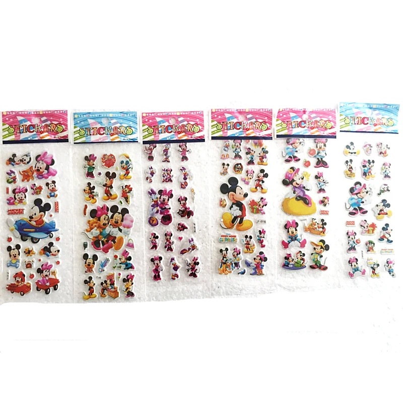 18 Sheets cute Cartoon Mickey Minnie Mouse Bubble stickers 3D Puffy ...