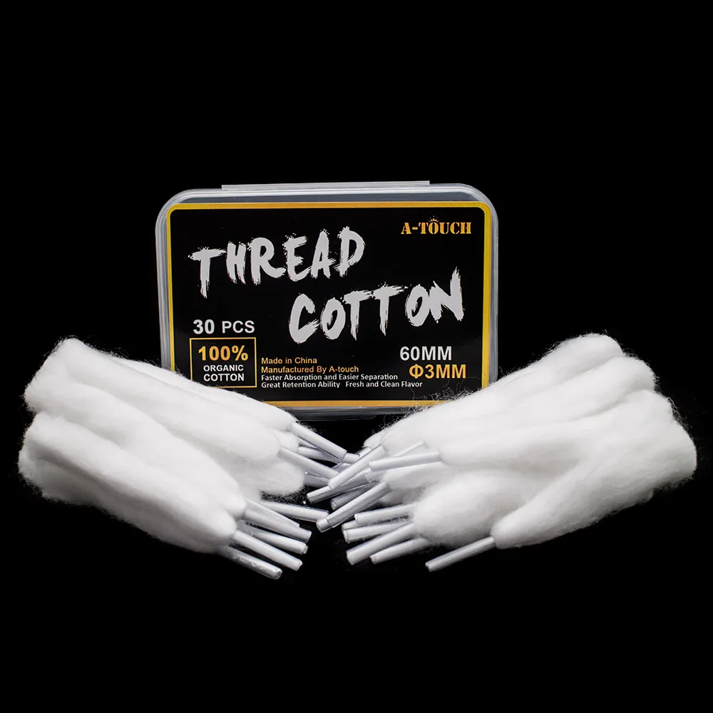 30pcs/Box A touch THREAD Vape Cotton 60MM*3MM Shoelace 100% Organic ...